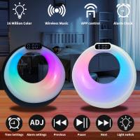 China 3 In 1 Multiple Wireless Chargers Home Lamp Speaker Bedside Night Light Digital RGB Alarm Clock Smart Mobile Phone Lamp for sale