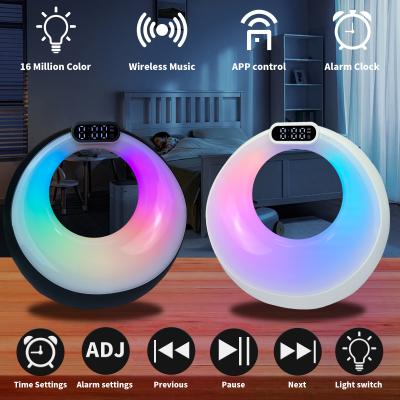 China 3 In 1 Multiple Wireless Chargers Home Lamp Speaker Bedside Night Light Digital RGB Alarm Clock Smart Mobile Phone Lamp for sale