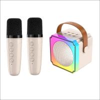 China Mini Speaker LED Light P8 BT 5.3 HiFi Sound System Dual Wireless Microphone Bluetooth Karaoke Kids Gift Portable for sale