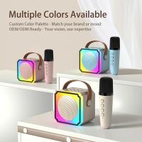 China Mini Speaker LED Light P8 BT 5.3 HiFi Sound System Dual Wireless Microphone Bluetooth Karaoke Kids Gift Portable for sale