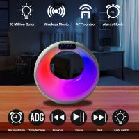 China Home Hotel RGB Light Phone Wireless Charger Alarm Clock Speaker Bluetooth LED Desk Lamp 5W Fast Charging Dock for sale