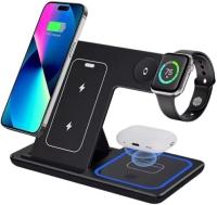 China Foldable 3 In 1 Charging Station Wireless Stand Portable Universal Wireless Charger LED Night Light 15W Fast Mobile Phone for sale