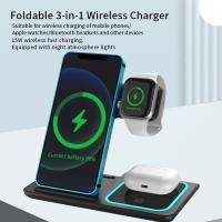 China 3 In 1 Magnetic Wireless Charger Stand With Fast Charging 15W For iPhone Watch Mobile Phone for sale