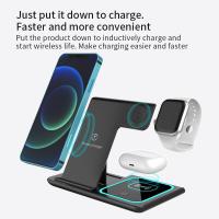 China Wireless 3 In 1 Phone Watch Earbud Charger Multifunction Stand Charging Station Fast Charging Dock for sale