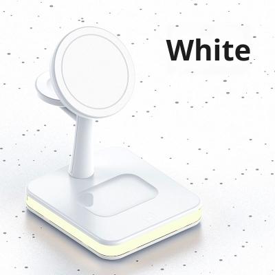 China 3 In 1 Magnetic Wireless Charger Stand With Holder Fast 15W Charge Mobile Phone Smart Watch Night Light Home Office for sale