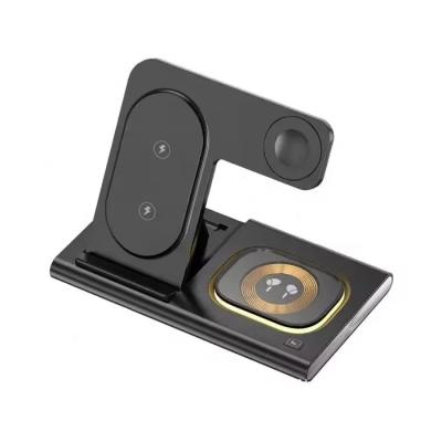 China Multifunction Desk Foldable Wireless Charger Charging Stand With Light 18W Magnetic 4 In 1 Wireless Phone Charger for sale