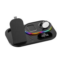 China LED Digital RGB Alarm Clock 4 In 1 Folding Wireless Charging Station Dock Stand For Xiaomi Samsung iPhone Wireless Charger for sale