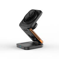 China Portable Foldable 3-in-1 Wireless Charging Station 15W Magnetic Charger Mobile Phone Holder Stand Fast Charging Compact for sale