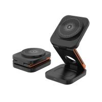 China Portable Foldable 3-in-1 Wireless Charging Station 15W Magnetic Charger Mobile Phone Holder Stand Fast Charging Compact for sale