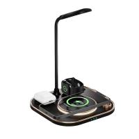China Three-in-One Wireless Charger Desk Lamp 15W Output Power Apple Huawei Mobile Phones Watches Fast Charging Station for sale