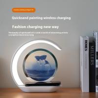 China 3D Hourglass Ornament USB Bedside Night Light Fast Charging LED Smart Desk Lamp Wireless Charger Mobile Phone Dock for sale