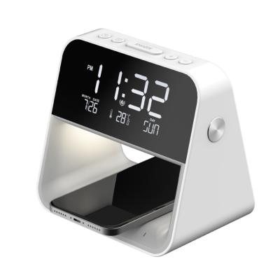 China Multifunctional 15W Fast Charging Phone Charger Desk Lamp Touch Dimming Large Display Alarm Clock Night Light Dock for sale