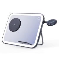 China Qi2 Phone Watch Earbud Charger LED Light Lamp Station 3 In 1 Magnetic Wireless Lighted Makeup Mirror for sale