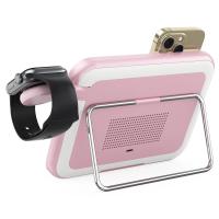 China Qi2 Phone Watch Earbud Charger LED Light Lamp Station 3 In 1 Magnetic Wireless Lighted Makeup Mirror for sale
