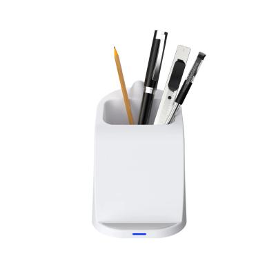 China 3 In 1 Multi Function Office Desk Organizer Gift Set 10W Wireless Charger Pencil Pen Holder Phone Stand for sale
