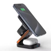 China 3 In 1 Desk Phone Watch Earbud Charger Magnetic Bamboo Wireless Fast Charging Dock 15W for sale