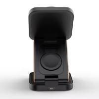 China 3 In 1 Desk Phone Watch Earbud Charger Magnetic Bamboo Wireless Fast Charging Dock 15W for sale