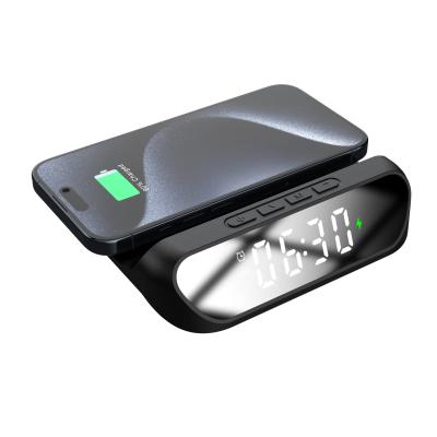China 2 In 1 Wireless 15W Fast Charger With LED Night Light Alarm Clock For Mobile Phone for sale