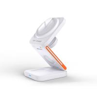 China Folding Phone Watch Earbud Charger 3 In 1 Magnetic Wireless Desk Stand Charger for sale