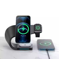 China Magnetic 4 In 1 Phone Watch Earbud Charger 15W Stand Fast Wireless Charging Dock Station Portable for sale