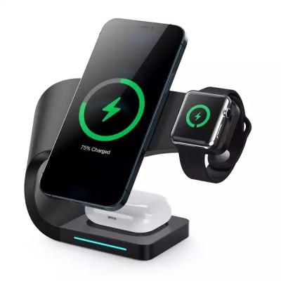China Magnetic 4 In 1 Phone Watch Earbud Charger 15W Stand Fast Wireless Charging Dock Station Portable for sale