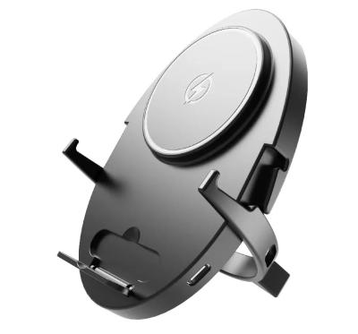 China Portable Mini Fast Charging Mobile Phone Folding Stand 2 In 1 Wireless Charger 15W For Smart Phone Earphone for sale