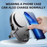 China Portable Mini Fast Charging Mobile Phone Folding Stand 2 In 1 Wireless Charger 15W For Smart Phone Earphone for sale