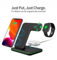 China 3 In 1 Phone Watch Earbud Charger Multifunction Wireless Stand Holder 15W Fast Charging Docking Station for sale