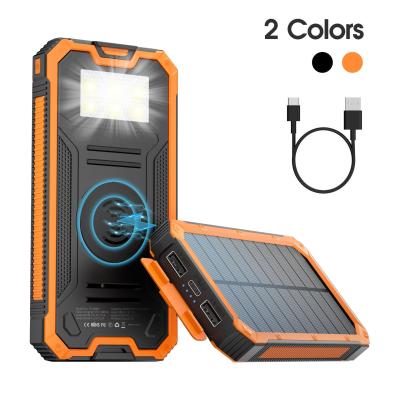 China Solar Wired Power Bank 10000mAh Portable Wireless Charger Outdoor Battery Fast Charging for sale