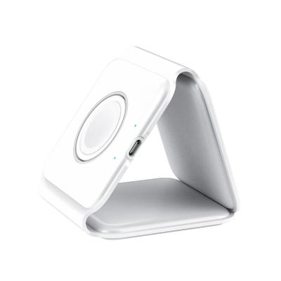 China 15W Foldable 3 In 1 Electric Wireless Charger For iPhone Apple Smartwatch Fast Charging Phone Stand for sale