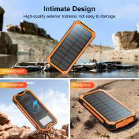 China Solar Wired Power Bank 10000mAh Portable Wireless Charger Outdoor Battery Fast Charging for sale