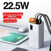 China Mobile Wired Power Bank 30000mAh 50000mAh LED USB Fast Charging Portable Charger for sale