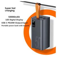 China Mobile Wired Power Bank 30000mAh 50000mAh LED USB Fast Charging Portable Charger for sale