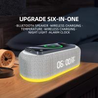 China 6 In 1 Wireless Phone Charger Bedside Wireless Charging Stand With Desk RGB Night Lamp for sale