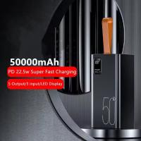 China Large Capacity Li Polymer Power Bank LED Digital Display 4USB Type C Wireless PD 22.5W 50000mAh Wired Fast Charger for sale