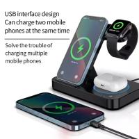 China 3 In 1 15W Magnetic Fast Charging Wireless Charger Folding Mobile Phone Bracket Multifunctional Fast Charging Wireless Mobile for sale