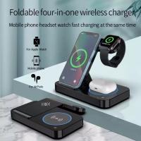 China 3 In 1 15W Magnetic Fast Charging Wireless Charger Folding Mobile Phone Bracket Multifunctional Fast Charging Wireless Mobile for sale