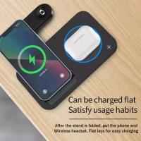 China 3 In 1 15W Magnetic Fast Charging Wireless Charger Folding Mobile Phone Bracket Multifunctional Fast Charging Wireless Mobile for sale
