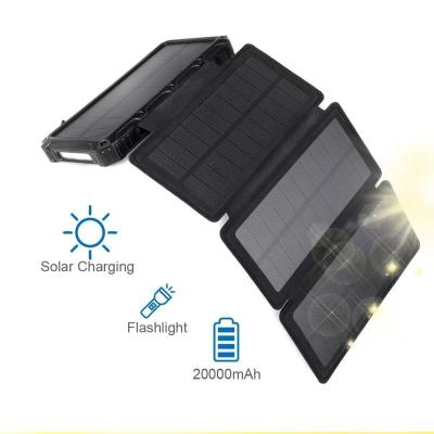 China Outdoor Emergency Portable Usb Cell Phone Mobile Waterproof High Capacity 20000mah Waterproof Dual Usb Solar Phone Power Bank for sale