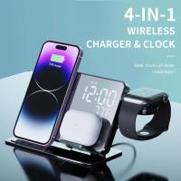 China Multifunction3 In 1 Fast Wireless Phone Charger Stand Alarm Clock RGB Night Light Desk Lamp for sale