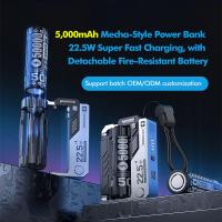 China Removable Li Polymer Battery Power Bank 5000mAh Waterproof Portable Built in Data Cable Wired Fast Charger for Mobile for sale