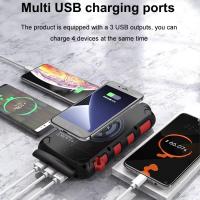 China Brightness Solar Cordless Power Bank 30000mAh LED Light Wireless Charging Emergency Rescue for sale