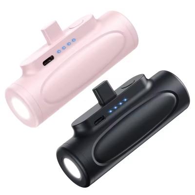 China Pocket Mini Capsule Cordless Power Bank 5000mAh Emergency Fast Charger With Flashlight for sale