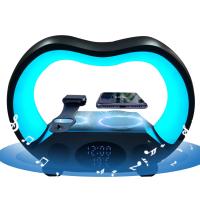 China 3 In 1 Smart Bluetooth Speaker Wireless Charger RGB Alarm Clock Watch Airpods IPhone Dock for sale