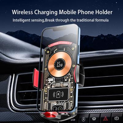 China 15W ABS Car Wireless Charger Phone Holder Magnetic Fast Charging Car Vent Phone Mount for sale