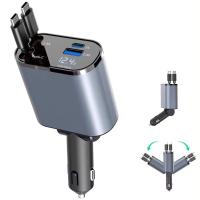 China 4 in 1 Usb Type c Retractable Car Charger Fast Charging WholeSale 100w Extendible Lighter Universal Phone for sale