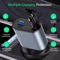 China 4 in 1 Usb Type c Retractable Car Charger Fast Charging WholeSale 100w Extendible Lighter Universal Phone for sale