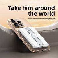China Ultra Thin Magnetic Wireless 10000mAh Power Bank with Holder Hanging Rope Compact Mobile Power Bank Fast Charging for sale