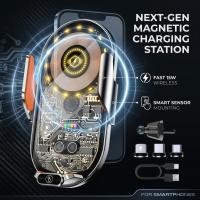 China Fast Charging Magnetic Car Phone Holder 15W Wireless Charger Stand for Dashboard Air Vent for sale