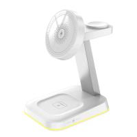 China Multifunctional Magnetic Three-In-One Wireless Charger 15W Type-C Port Mobile Phone Holder Earphone Night Light for sale